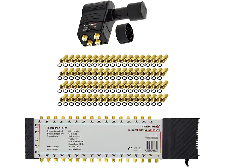 PREMIUMX Multischalter Set 5/32 Multiswitch SAT Rocket Quattro LNB 72x ...