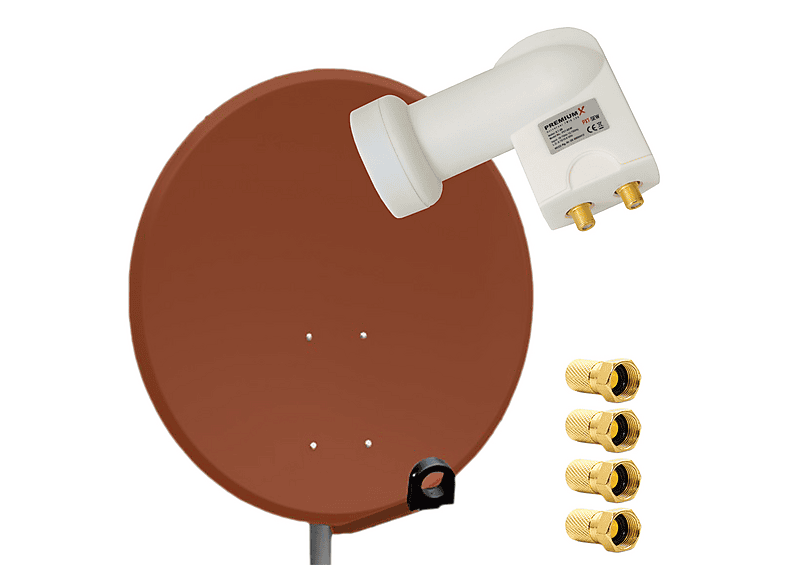PREMIUMX SAT Anlage 80cm Antenne Aluminium Twin LNB WE 4x F-Stecker Sat ...