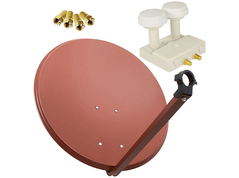 PREMIUMX SAT Anlage 80cm Antenne Ziegelrot Twin Monoblock WE 4x F ...