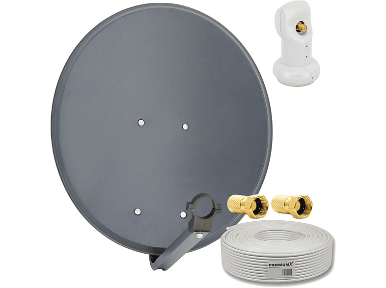 PREMIUMX Sat Anlage 60cm Satellitenschüssel Single LNB Kabel 2x F ...