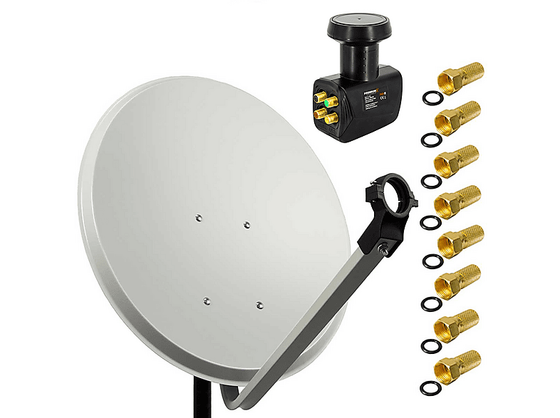 PREMIUMX SAT Anlage 60cm Satellitenschüssel ALU Quad LNB 8x F-Stecker ...