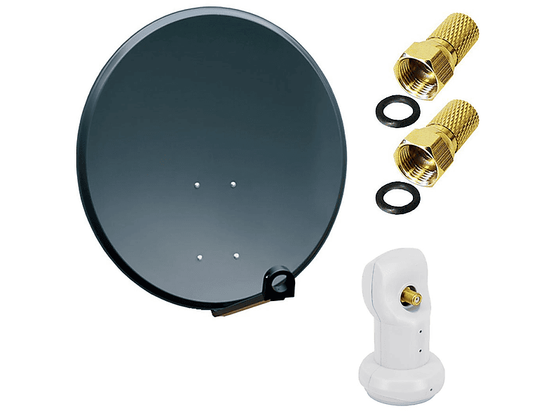 PREMIUMX SAT Anlage 60cm Satellitenschüssel ALU Single LNB 2x F-Stecker ...