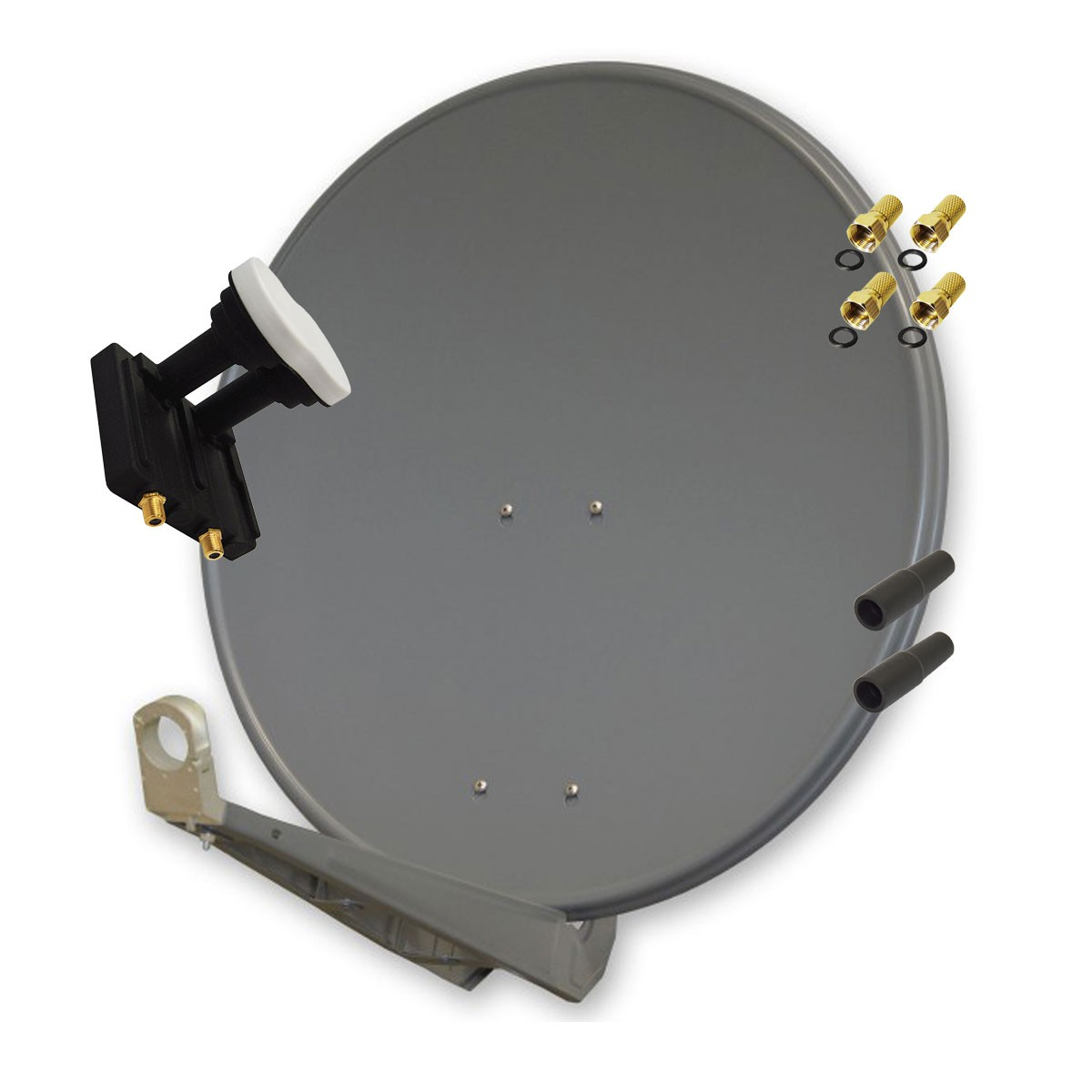 PREMIUMX Deluxe 85 Alu SAT Antenne in Anthrazit mit Twin Monoblock LNB ...