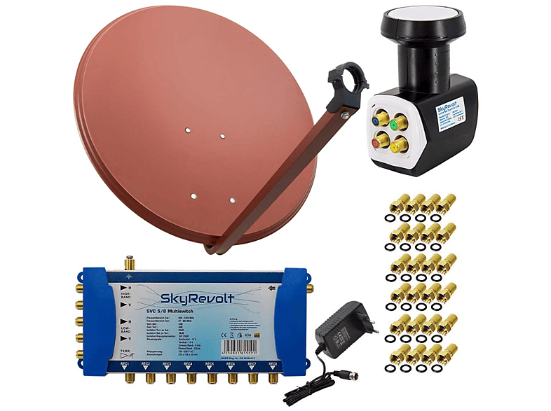 PREMIUMX SAT Anlage 100cm ALU Antenne Multiswitch 5/8 LNB 24x F-Stecker ...