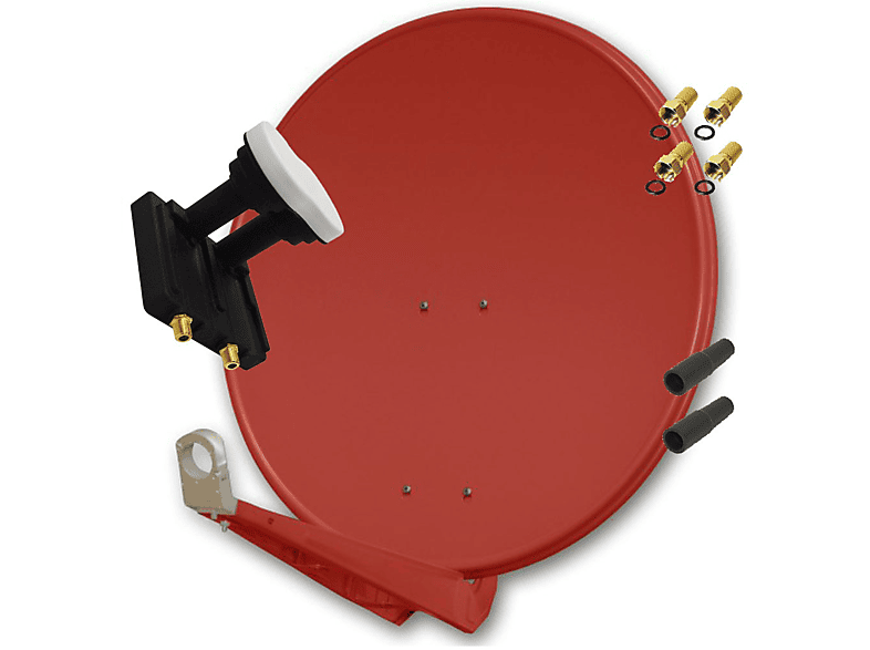 PREMIUMX Deluxe 85 Alu SAT Antenne in Ziegelrot mit Twin Monoblock LNB ...
