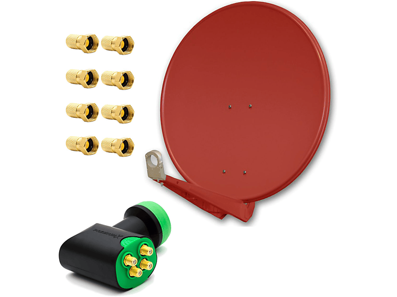 PREMIUMX DELUXE80 Satellitenantenne 80 cm Alu Rot GDQS Quad LNB Full ...