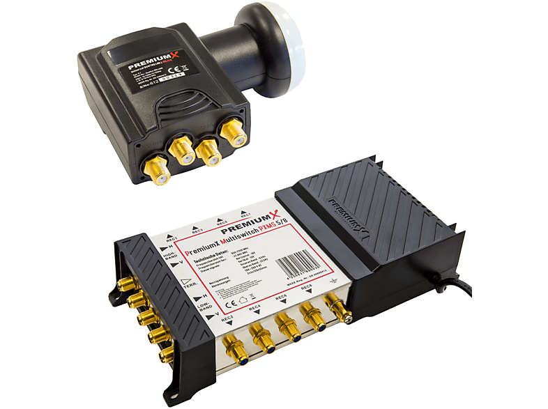 PREMIUMX Multischalter PXMS-5/8 mit Netzteil Deluxe Quattro LNB 0,1dB ...