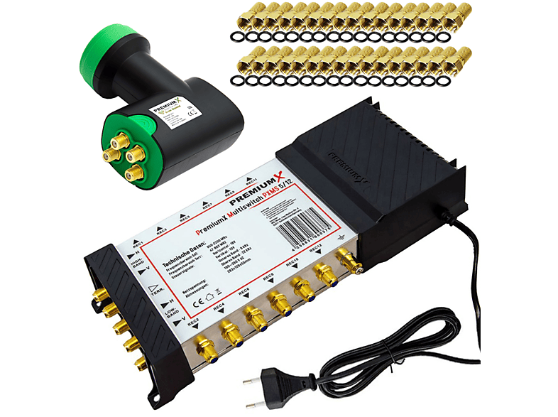 PREMIUMX Multischalter Set 5/12 SAT Green Diamond Quattro LNB 32x F ...