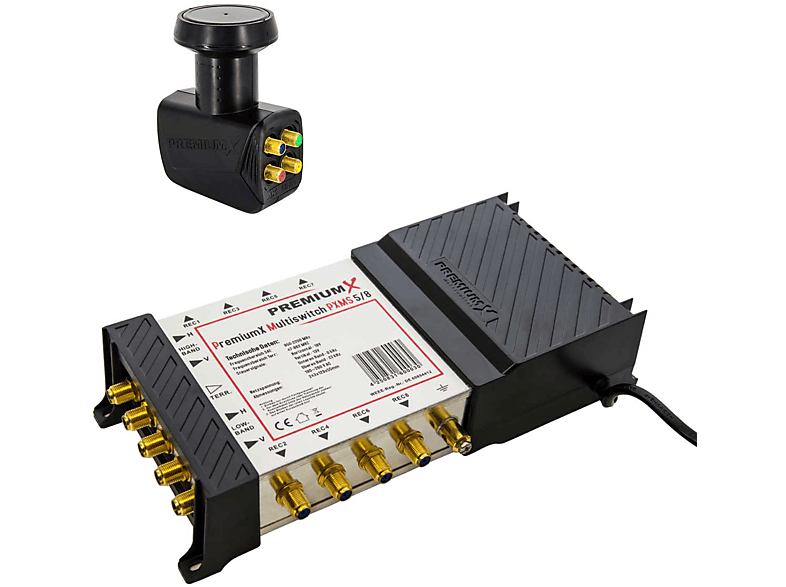 PREMIUMX Multischalter PXMS 5/8 mit Netzteil Quattro LNB 0,1 dB Sat ...