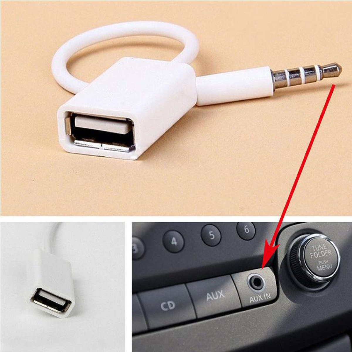 INF USB-Adapter mit 3.5 mm Klinkenstecker, USB-Klinke Adapter, AUX-USB ...