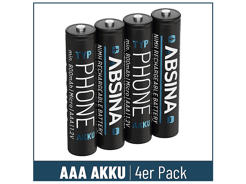 ABSINA 4x AAA Micro 800 mAh 1,2V AAA Micro Akku | MediaMarkt