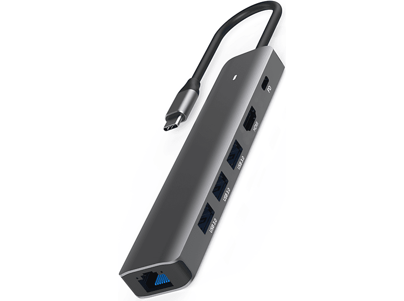 ROLIO RJ45 Ethernet, USB-C Hub, Space Grau | MediaMarkt