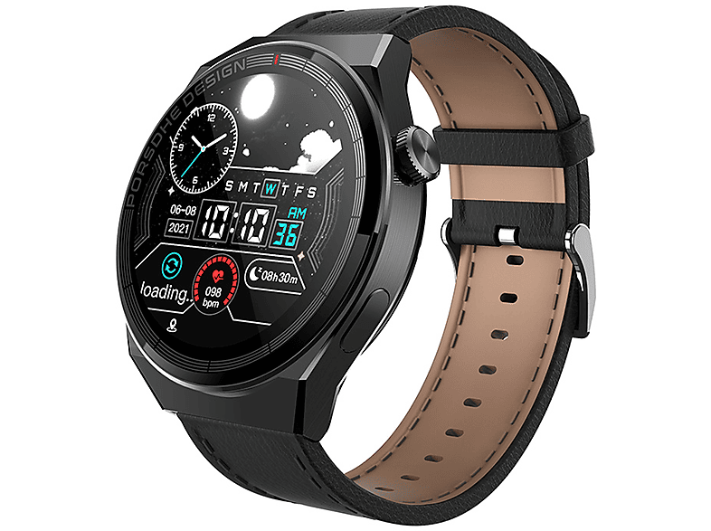 BRIGHTAKE X5PRO-Uhren Smartwatch Leder, Schwarz | MediaMarkt