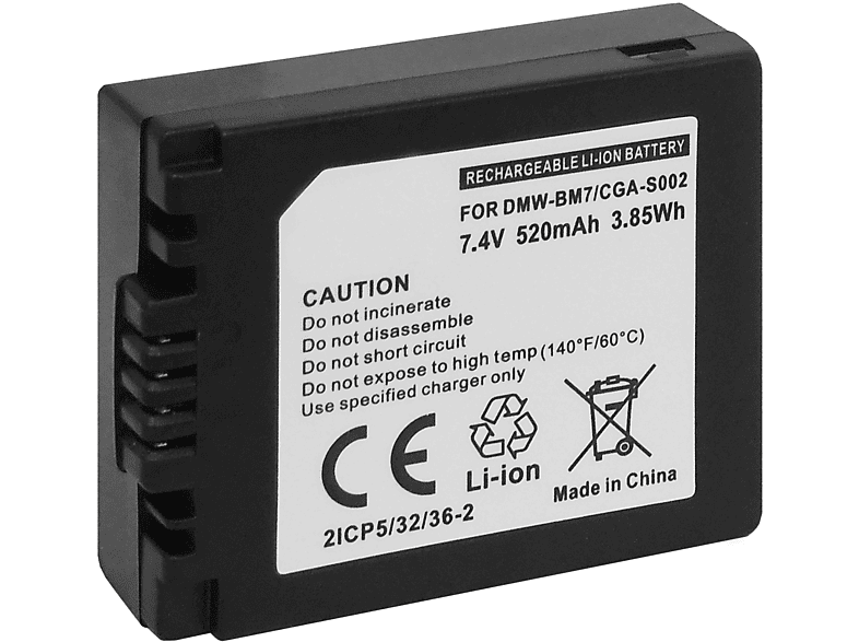 MTB MORE ENERGY Kompatibler Akku für Panasonic CGA-S002, CGR-S002, DMW-BM7 CGA-S006 Akku, Li-Ion ...