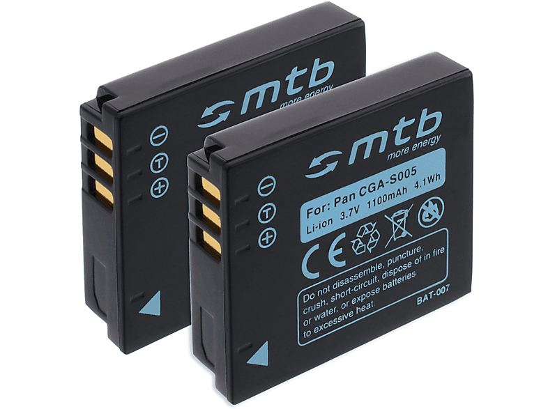 MTB MORE ENERGY 2x CGA-S005 Akku für Panasonic Digitalkameras CGA-S005 Akku, Li-Ion, 1100 mAh ...