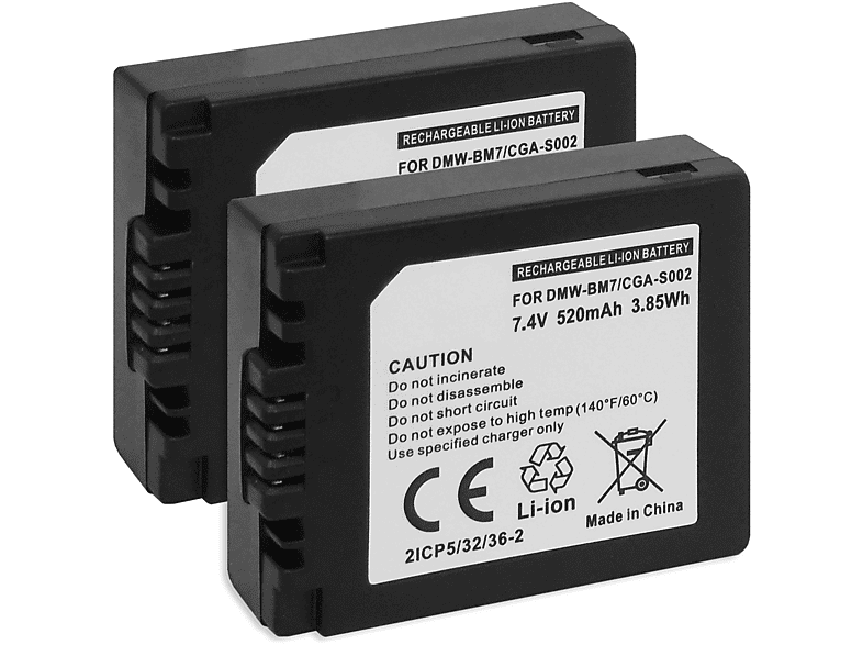 MTB MORE ENERGY 2x Kompatibler Akku für Panasonic CGA-S002, CGR-S002, DMW-BM7 CGA-S008 Akku, Li ...