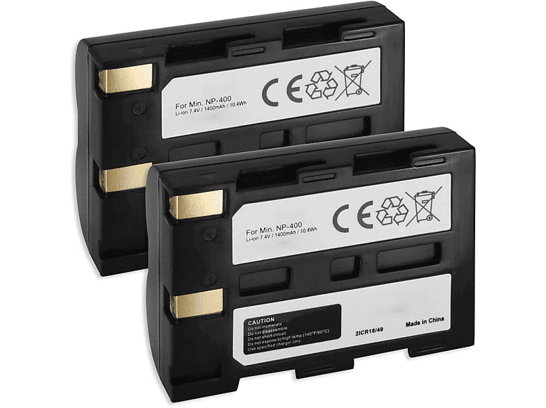MTB MORE ENERGY 2x Akku NP-400 für Minolta (/Samsung SLB-1674 / Pentax D-Li50) NP-400 Akku, Li ...