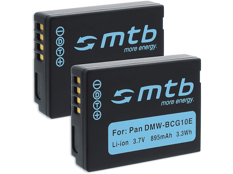 MTB MORE ENERGY 2x BCG10E Akku für Panasonic Digitalkameras DMW-BCG10E Akku, Li-Ion, 895 mAh ...