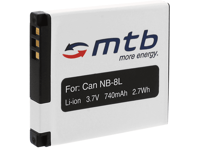 MTB MORE ENERGY NB-8L kompatibler Akku für Canon Digitalkameras NB-8L Akku, Li-Ion, 740 mAh ...