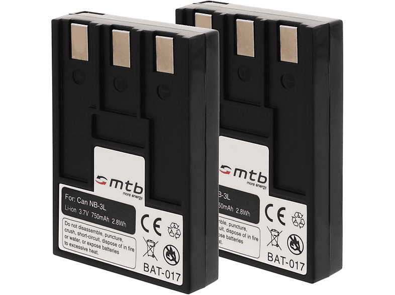 MTB MORE ENERGY 2x NB-3L Akku für Canon Digitalkameras NB-3L Akku, Li-Ion, 750 mAh | MediaMarkt