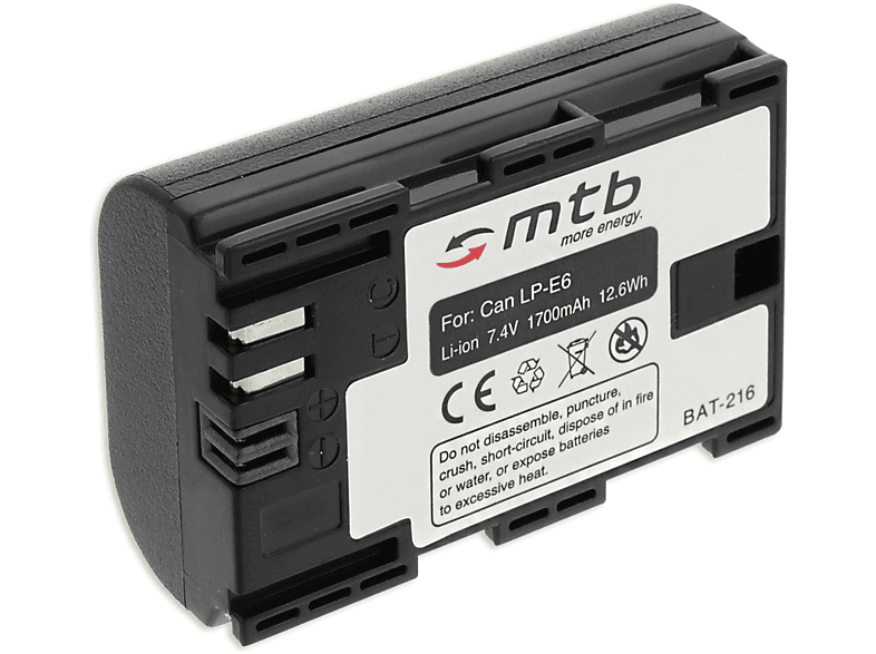 MTB MORE ENERGY Akku für Canon LP-E6 (mit Infochip) LP-E6 Akku, Li-Ion, 1700 mAh | MediaMarkt