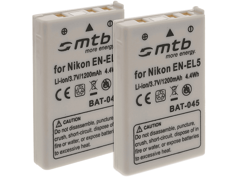 MTB MORE ENERGY 2x EN-EL5 kompatibler Akku für Nikon Digitalkameras EN-EL5 Akku, Li-Ion, 1200 ...