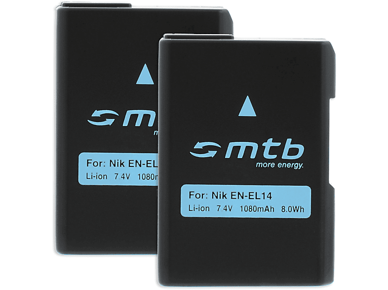 MTB MORE ENERGY 2x Akku für Nikon EN-EL14 EN-EL14 Akku, Li-Ion, 1050 mAh | MediaMarkt