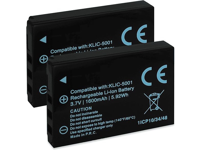 MTB MORE ENERGY 2x Klic-5001 Akku für Kodak Digitalkameras KLIC-5001 ...