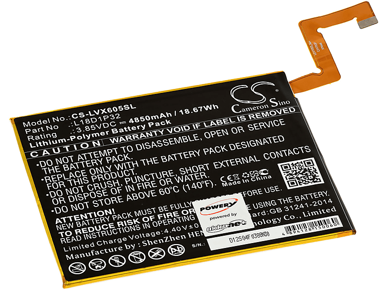 POWERY Akku für Lenovo Smart Tab M10 Li-Polymer Akku, 3.85 Volt ...