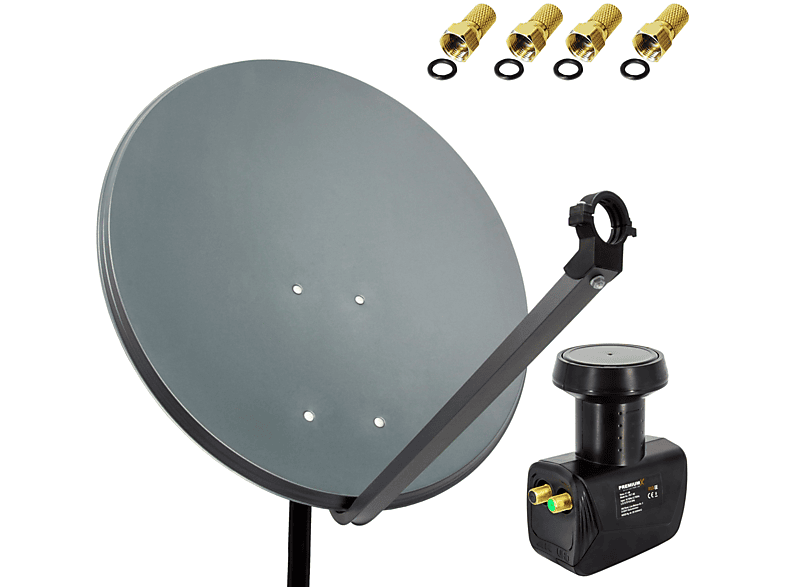 PREMIUMX SAT Anlage 60cm Satellitenschüssel ALU Twin LNB 4x F-Stecker ...