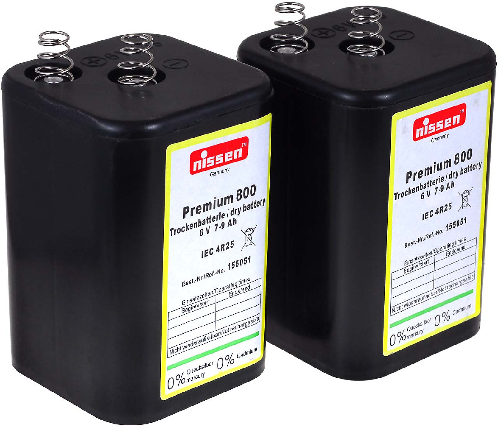 Pilas - NISSEN 4R25 Pila 6V-Block de Reemplazo para Pila de Linterna ...