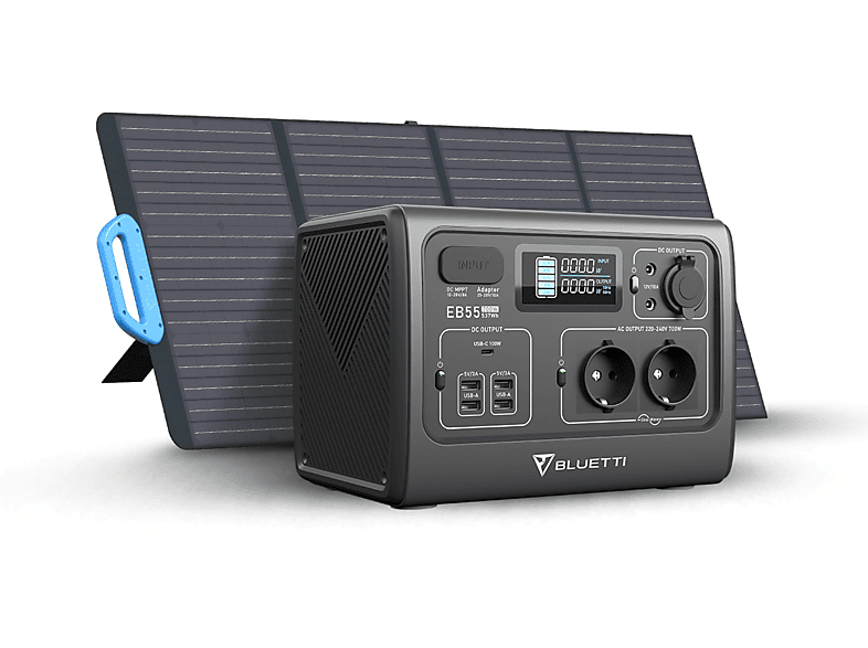 BLUETTI EB55 und PV200 Stromerzeuger 537 Wh grau | MediaMarkt