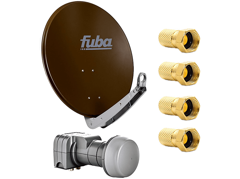 FUBA DAA 650 B Satellitenantenne 65 cm Aluminium Braun DEK 217 Twin LNB ...