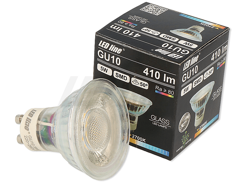 LED LINE 10x GU10 5W 50° SMD 410 Lumen LED Leuchtmittel Warmweiß ...