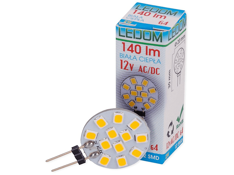 LED LINE G4 2W 12V LED Lampe Warmweiß 3000K 140 Lumen Stiftsockellampe ...
