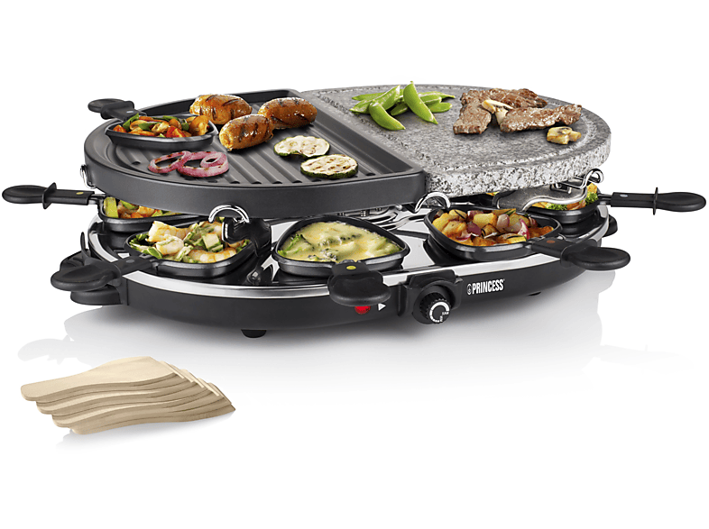 Raclette | PRINCESS 01.162710.01.001, 1200 W, 8 pc(s), Negro | MediaMarkt