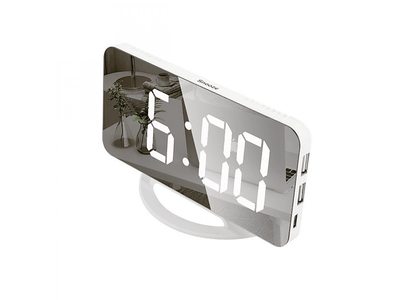 INF Digitaler Wecker mit Spiegelglas Weiß Digitaler Wecker | MediaMarkt