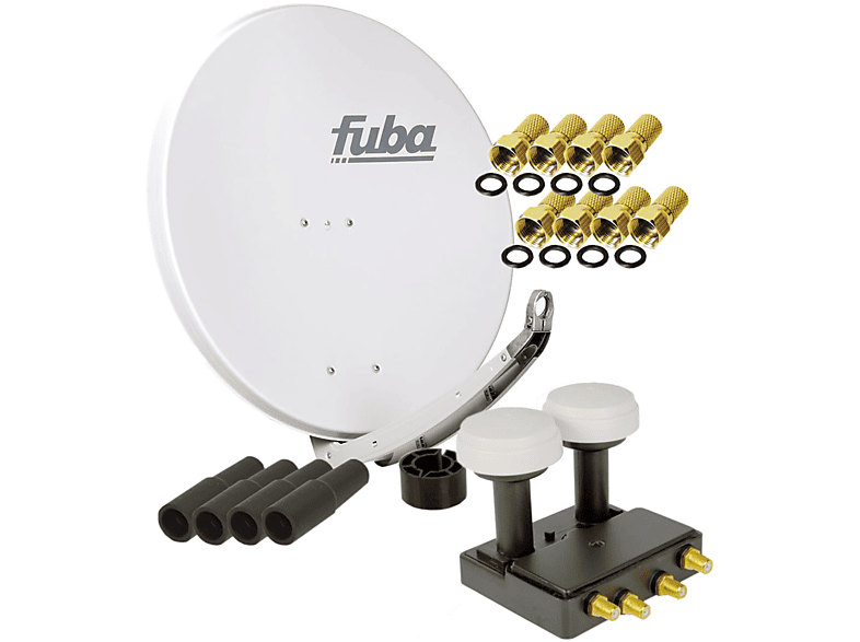 FUBA SAT Anlage DAA 850 G ALU Grau Quad Monoblock 8x F-Stecker 4x Tülle ...