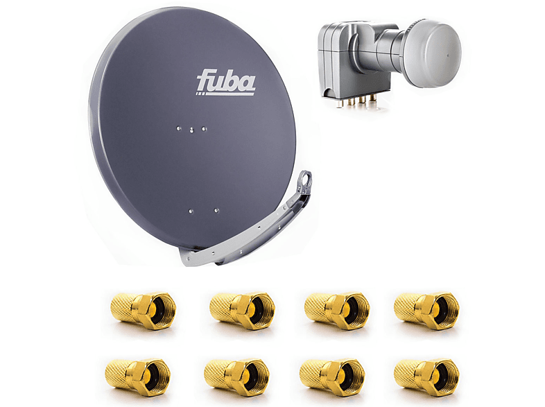FUBA DAA 850 A Satellitenantenne 85cm Alu Anthrazit DEK 417 Quad LNB 8x ...