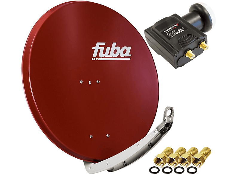 FUBA DAA 850 R Satellitenantenne Aluminium in Rot DELUXE Twin LNB Sat ...