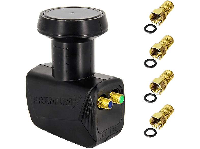 PREMIUMX Twin LNB SAT für 2 Teilnehmer DVB-S2 HD 4K inkl. 4x F-Stecker ...