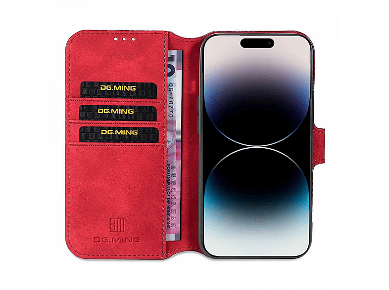 DG MING 3-karten, Bookcover, Apple, iPhone 14 Pro, Rot | MediaMarkt