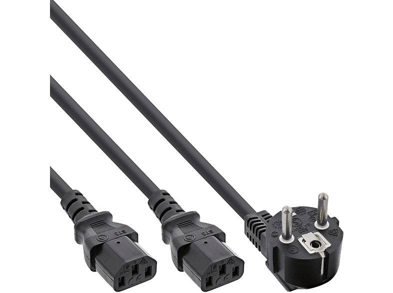 INLINE Netz-Y-Kabel Kaltgerätekabel Deutschland/EU Stromkabel extern ...