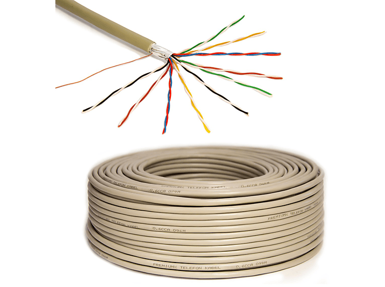 PREMIUMX 100m Telefonkabel 10x2x0,6mm J-Y(ST)Y Telefonleitung 20-Adern ...