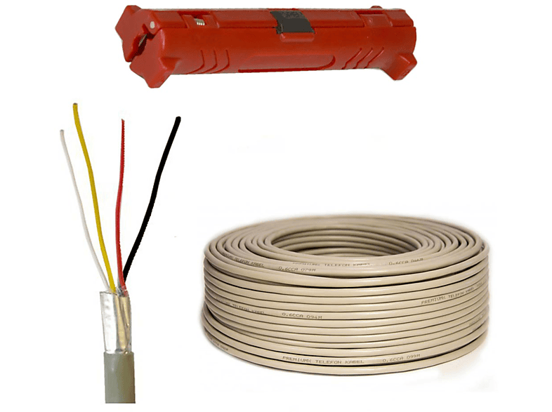 PREMIUMX 100m Telefonkabel 2x2x0,6mm 4 Adern Telefonleitung ...