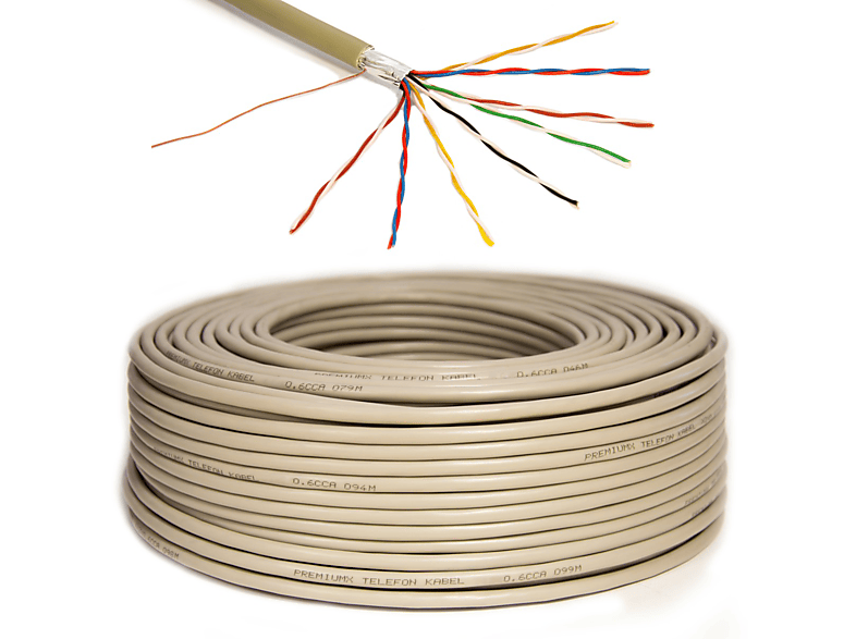 PREMIUMX 50m Telefonkabel 8x2x0,6mm J-Y(ST)Y Telefonleitung 16-Adern ...