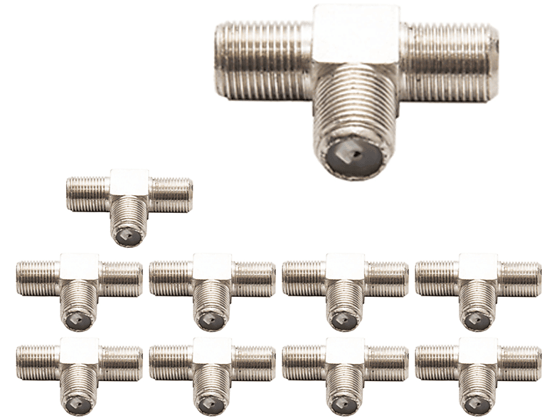 PREMIUMX 10x T-Verteiler 3x F-Buchse Splitter Verbinder für Koax- und ...