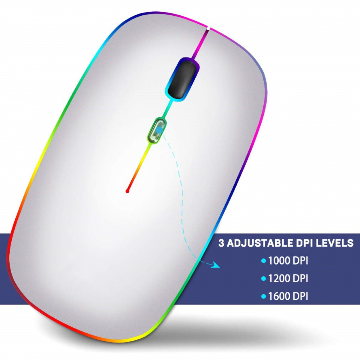 INF Kabellose Maus mit RGB-LED-Dual-Mode-Bluetooth/WLAN Maus, silber ...