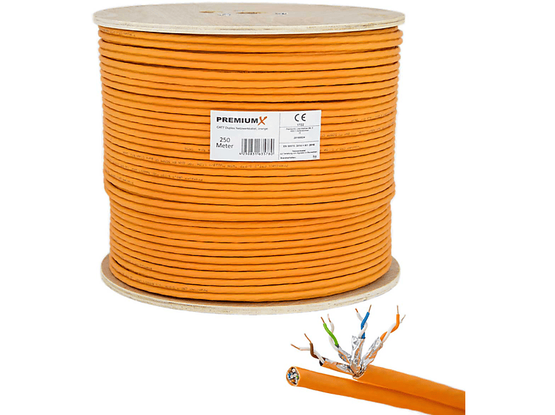 PREMIUMX 250m CAT 7 Netzwerkkabel Duplex LAN Kabel Ethernet Datenkabel, Netzwerkkabel, 250 m ...