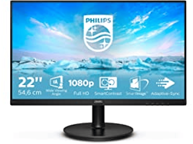 PHILIPS 221V8/00 21,5 Zoll Full-HD Monitor (4 ms Reaktionszeit , 75 Hz , 75 Hz nativ) | MediaMarkt